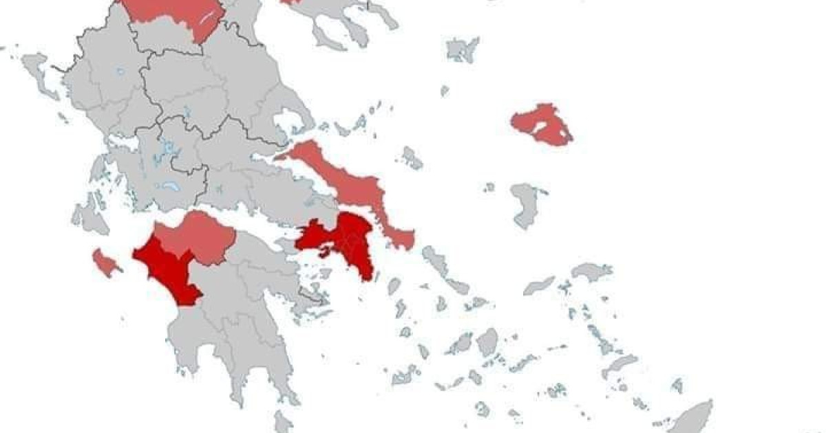 Οι νομοί που έχουν χτυπηθεί με Κορωνοϊο